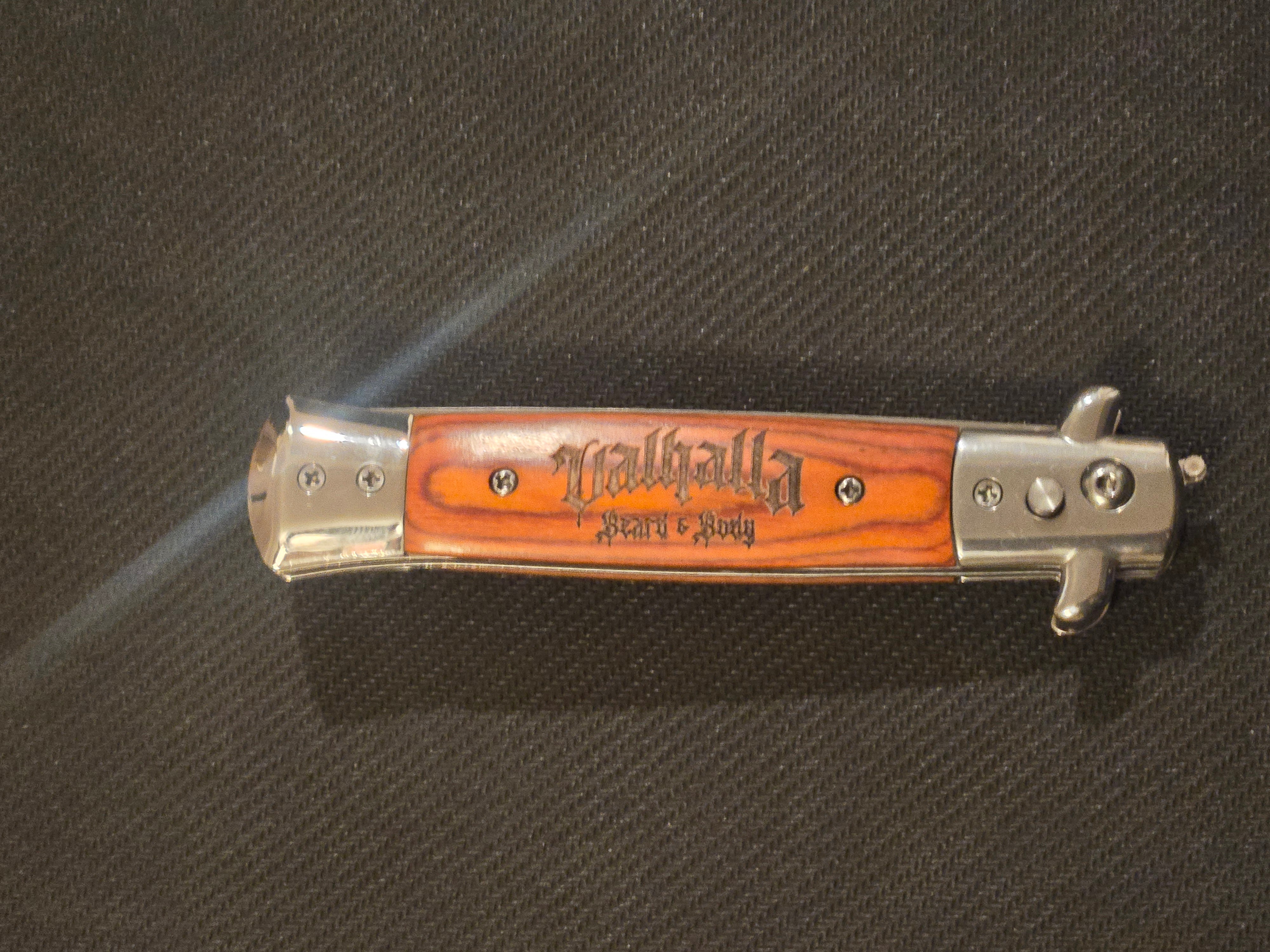 Engraved Switchblade Comb | Valhalla Beard and Body